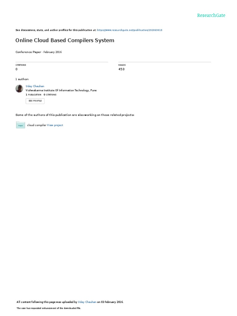 Online Cloud Based Compilers System: February 2016 | PDF | Cloud Computing | Software As A Service
