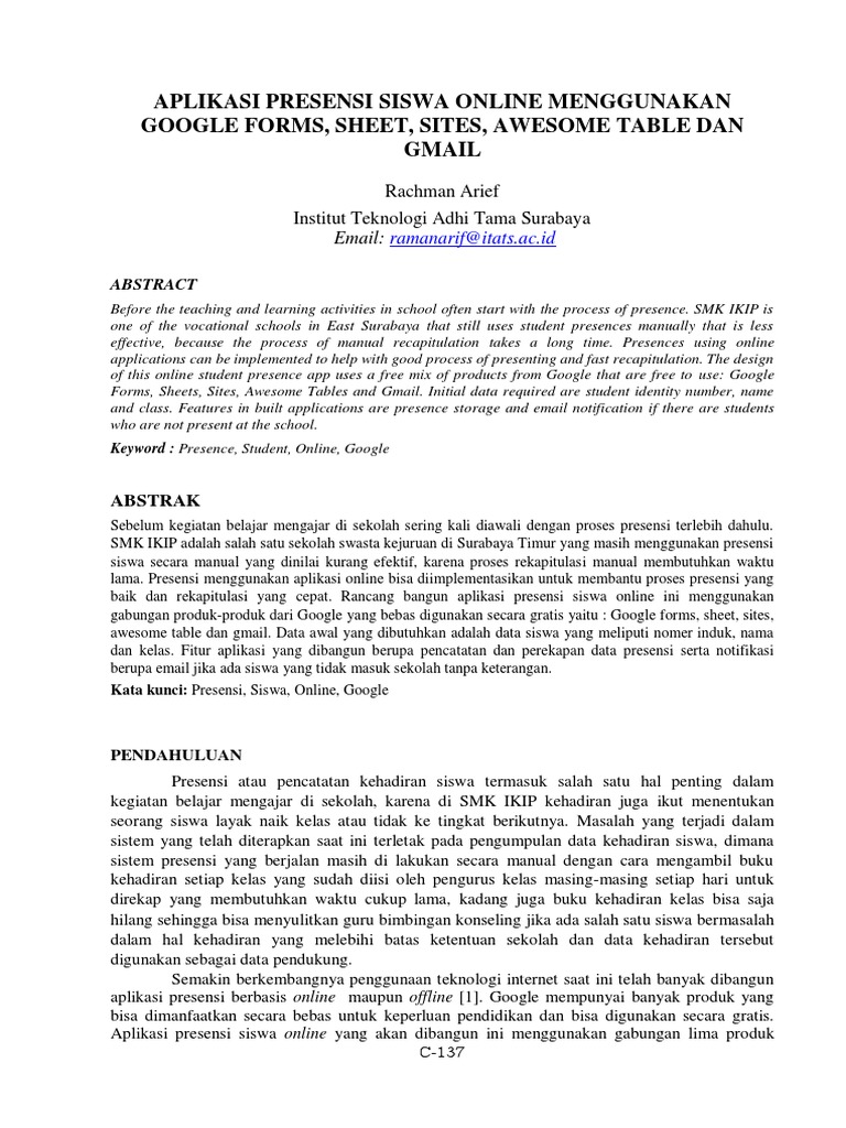 Aplikasi Presensi Menggunakan Google Forms | PDF