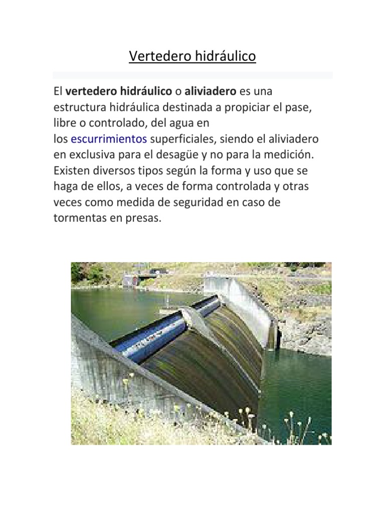 Tipos de Vertederos Hidráulicos | PDF | Ciencia y matemáticas | Tecnología