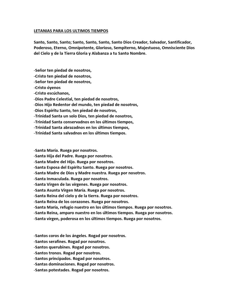 Letanias | PDF | Satán | María, madre de Jesús