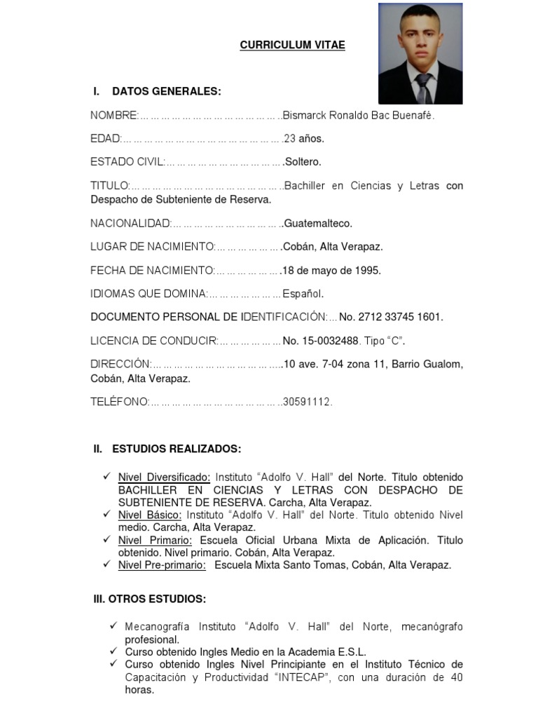Curriculum Vitae Ronaldo | PDF | Guatemala | Militar