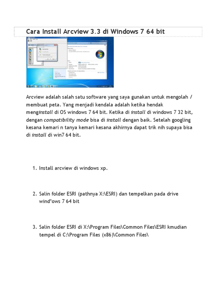 Cara Install Arcview 3 Di Windows 64 Bit | PDF