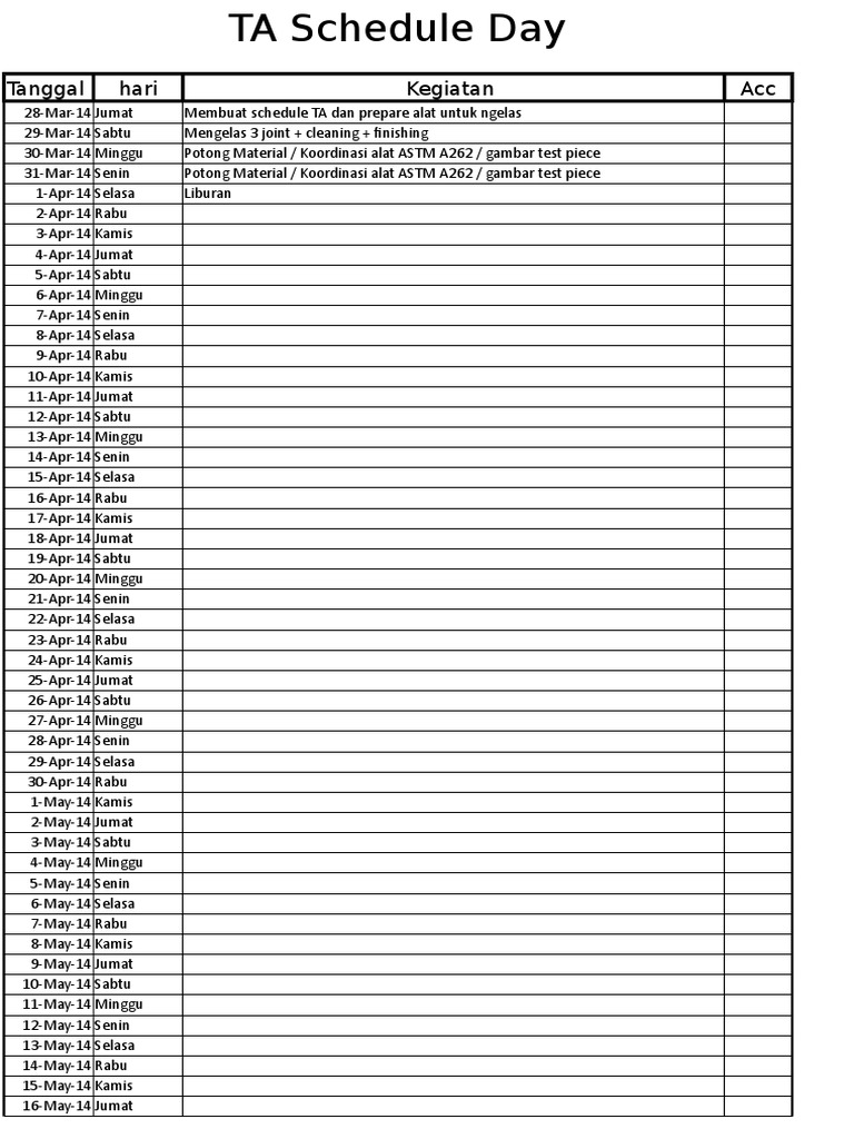 TA Schedule Day | PDF