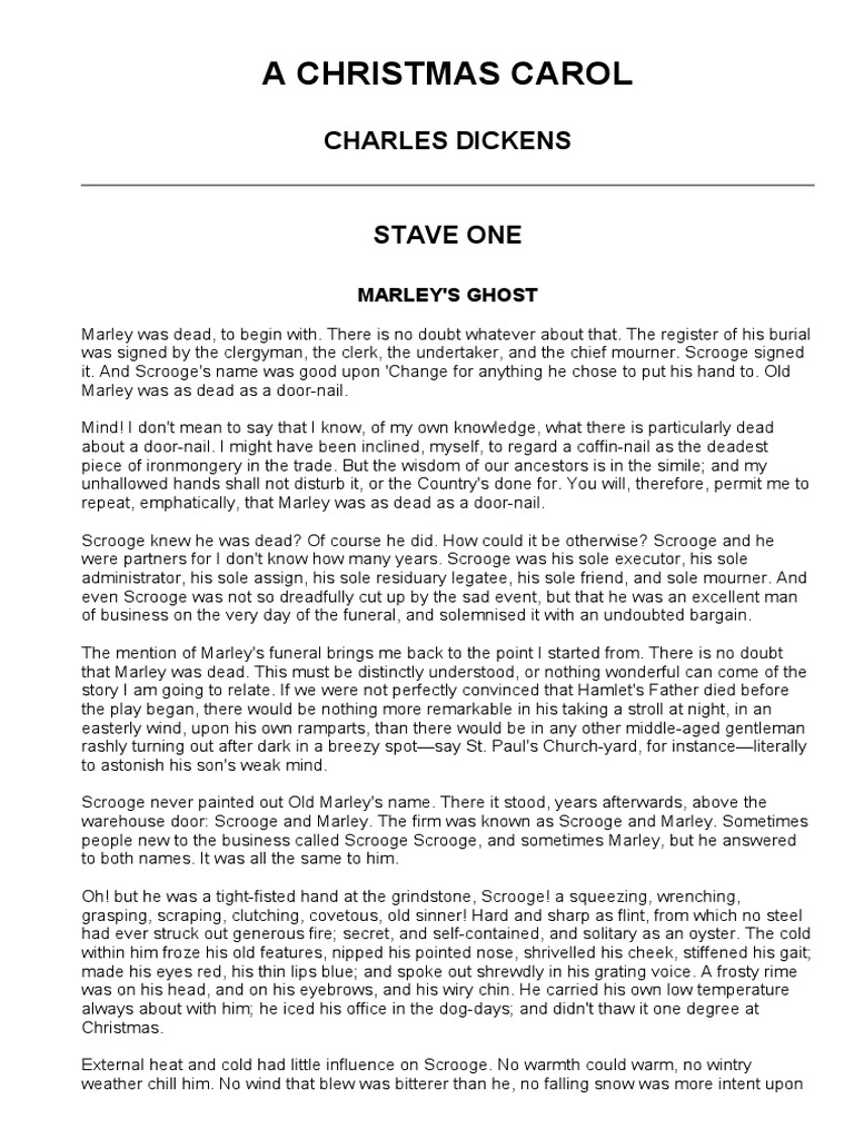 A Christmas Carol: Charles Dickens | PDF | Ebenezer Scrooge | Jacob Marley