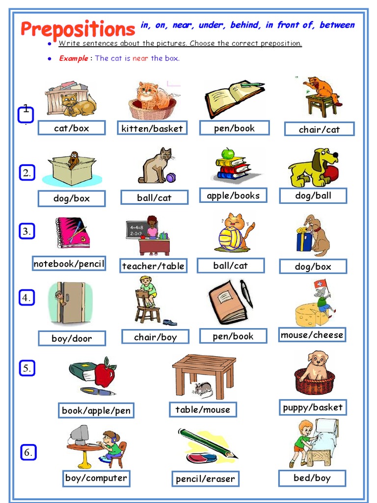 Prepositions for describing spatial relationships | PDF