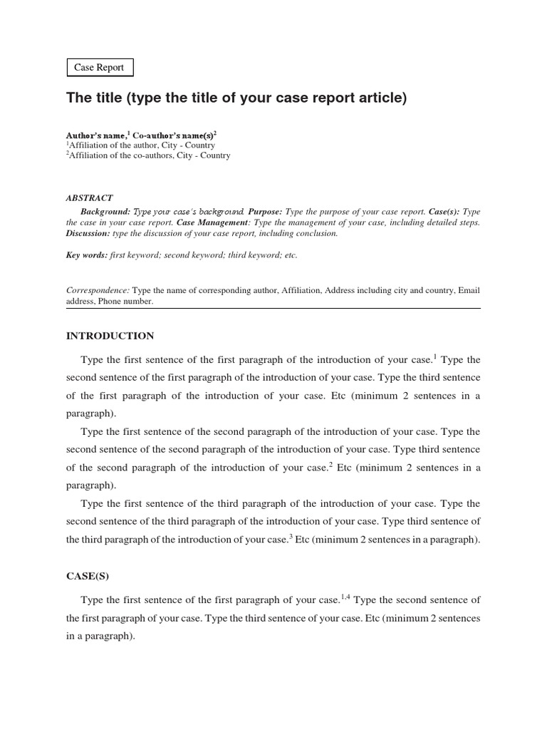 Case Report Template | Download Free PDF | Paragraph | Symbols