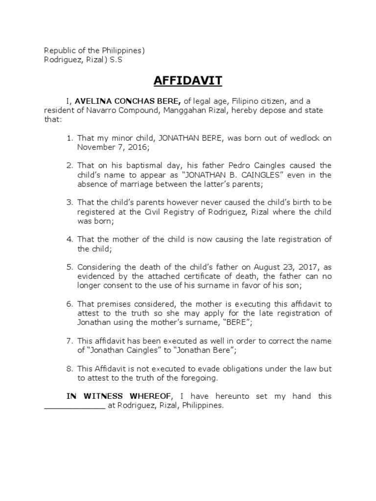 Affidavit: IN WITNESS WHEREOF, I Have Hereunto Set My Hand This | PDF