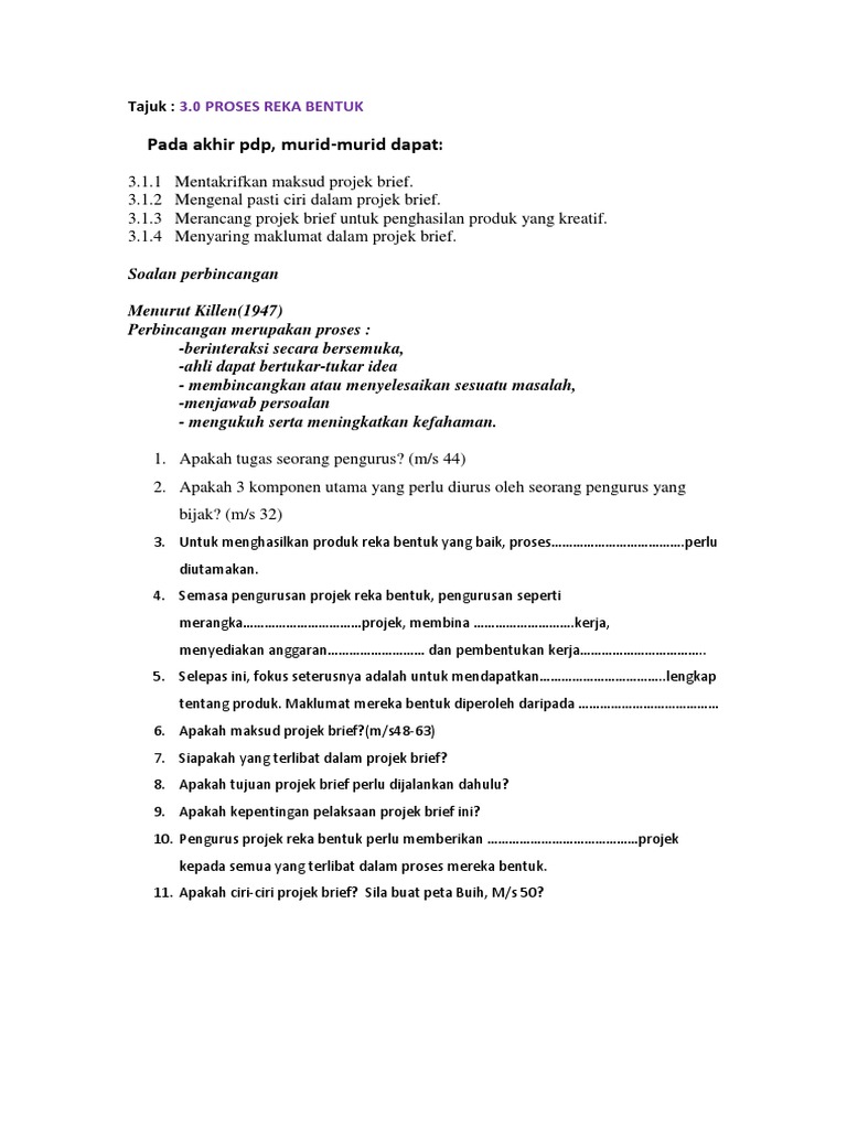 Tajuk 3 Nota Perbincangan | PDF