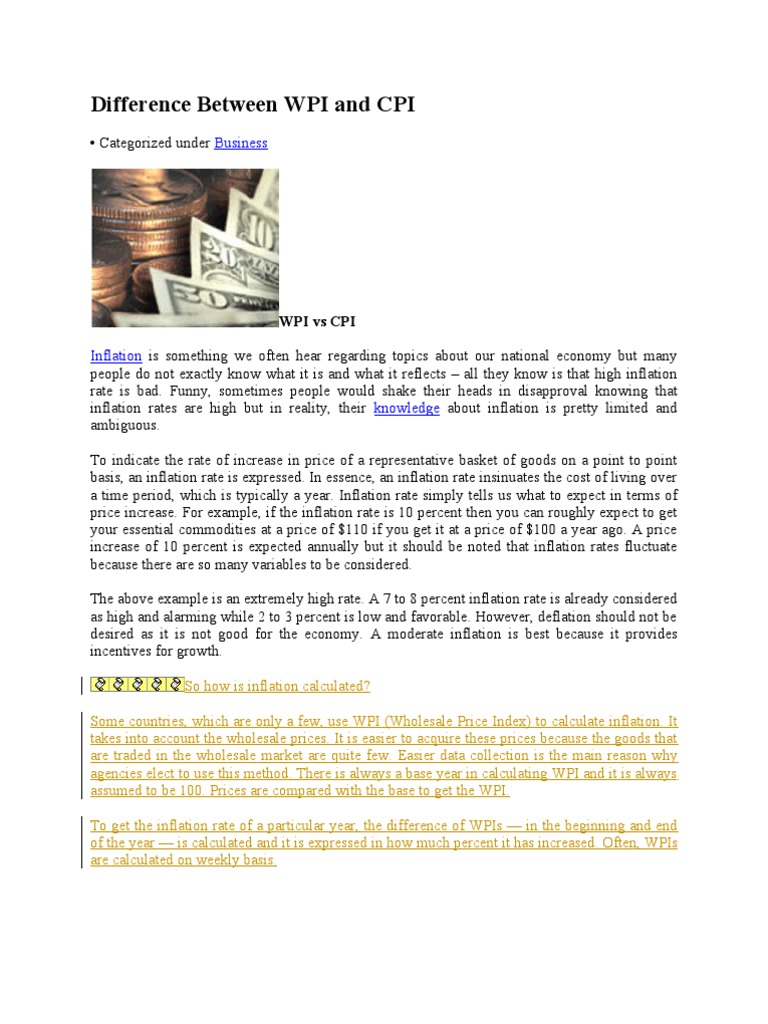WPI vs CPI: Key Differences Explained | PDF | Wholesale Price Index ...