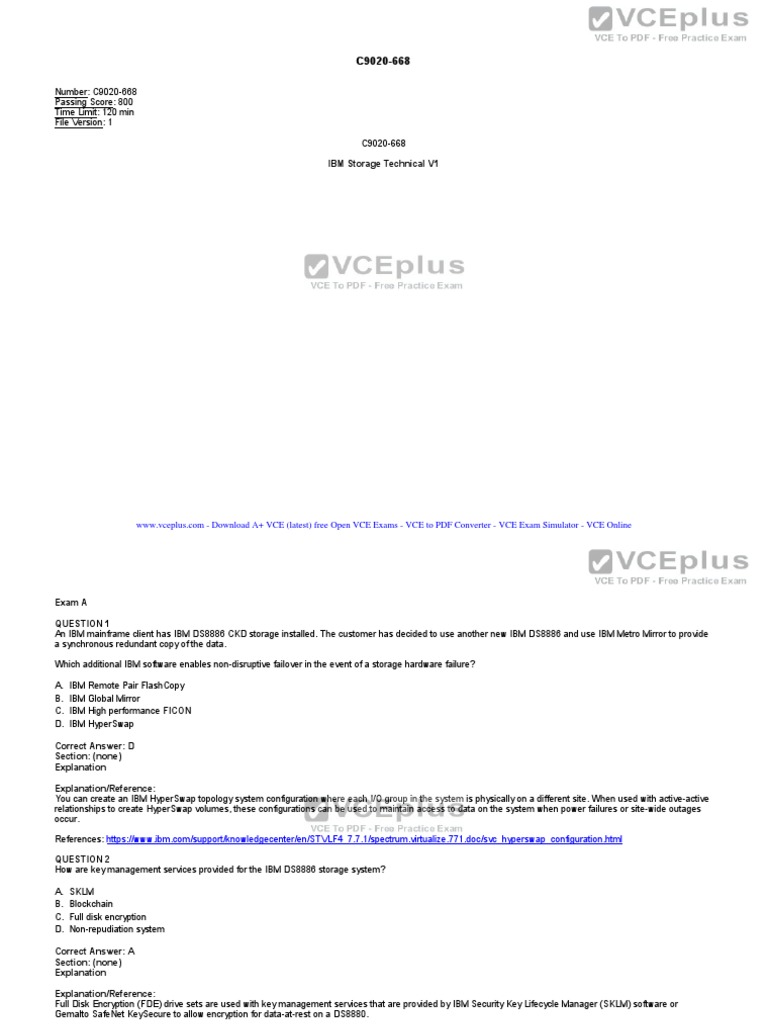 Number: C9020-668 Passing Score: 800 Time Limit: 120 Min File Version: 1 | PDF | Open Stack ...