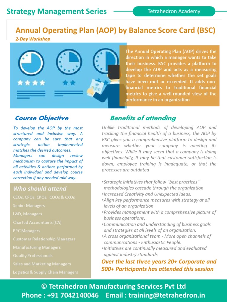 Annual Operating Plan (AOP) by Balance Score Card (BSC) Workshop by ...