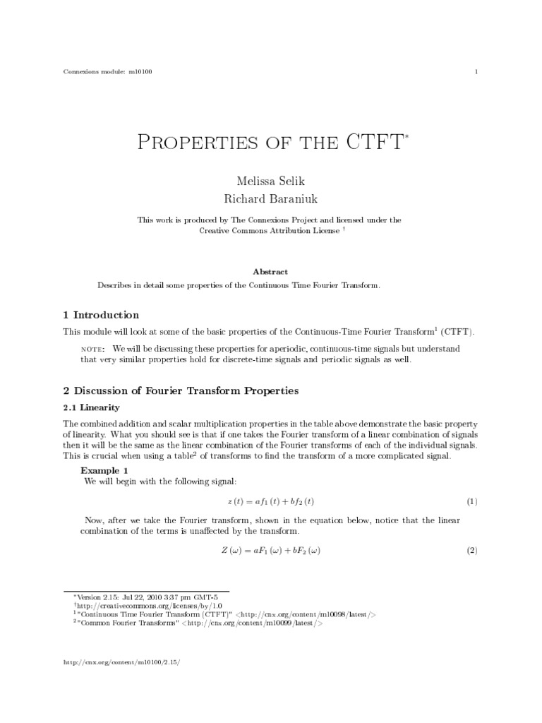 Properties of The CTFT | PDF