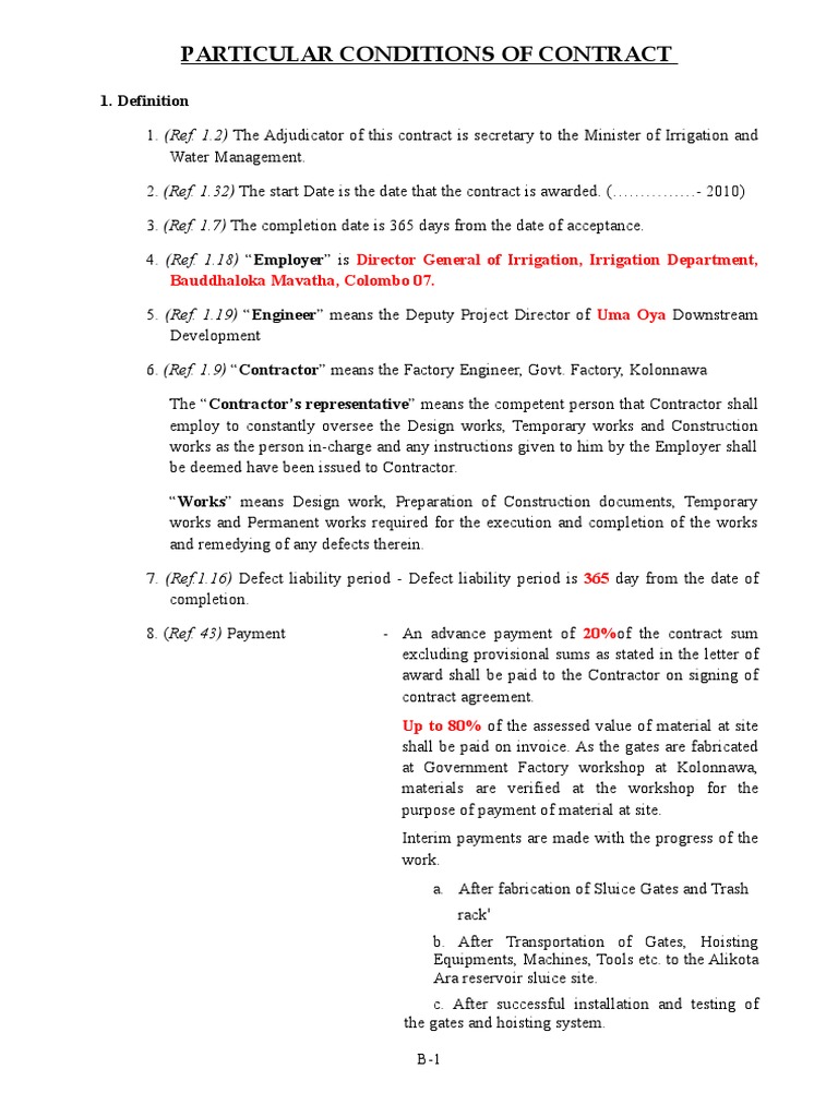 005 Particular Condition | PDF | General Contractor | Private Law