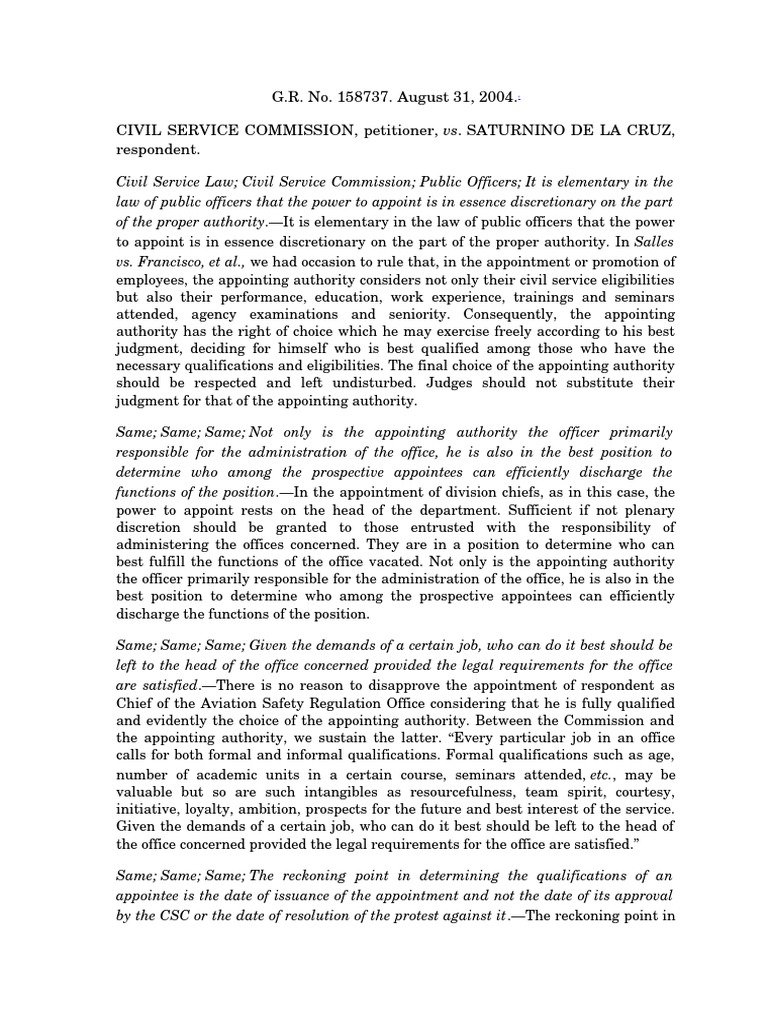 CSC v. Dela Cruz 437 SCRA 403 | PDF | Civil Service | Justice