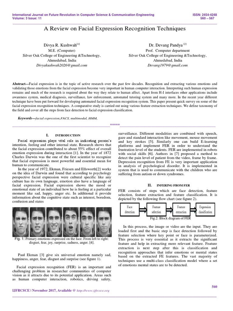 A Review On Facial Expression Recognition Techniques | PDF | Principal Component Analysis ...