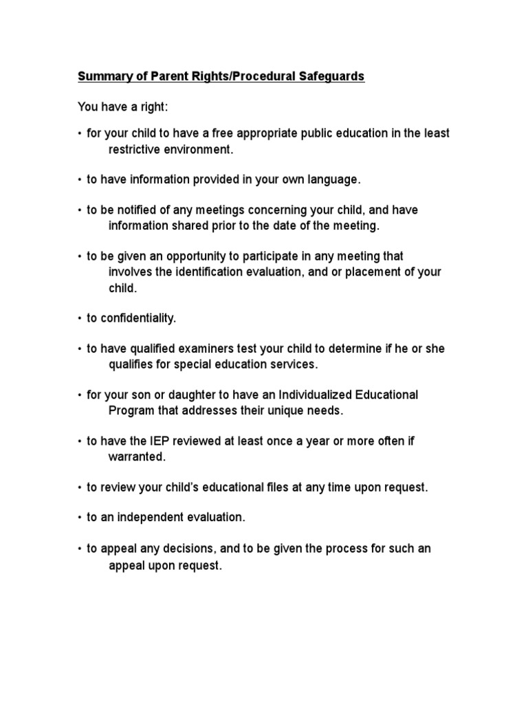 Quick Summary of Parent Rights 2017 | PDF