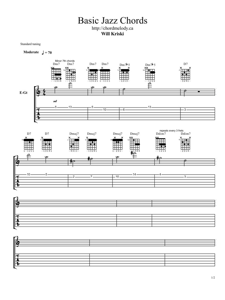 Basic Jazz Chords Guide | PDF | Guitar Family Instruments | Chordophones