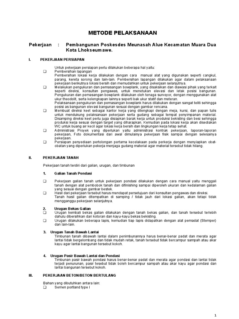 Metode Pelaksanaan Poskesdes | PDF | Teknologi & Rekayasa