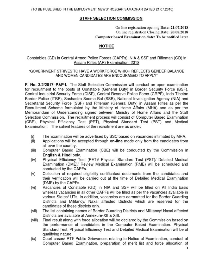 Notice Eng Constable 24072018 | PDF | Test (Assessment)