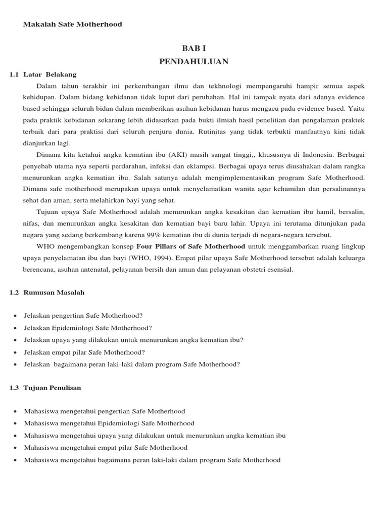 Safe Motherhood | PDF