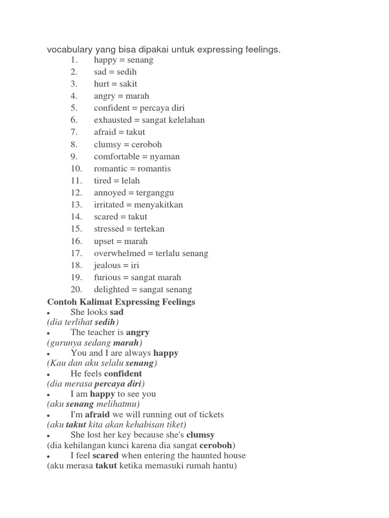 Contoh Kalimat Expressing Feelings | PDF