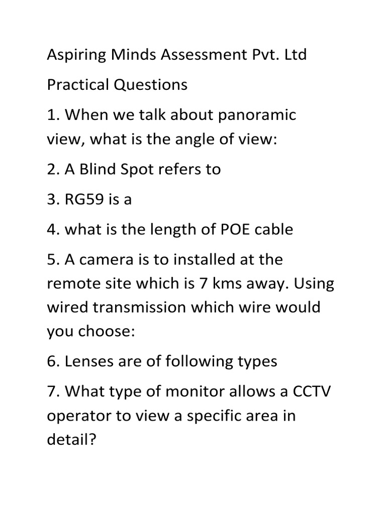 CCTV Practical Questions | PDF