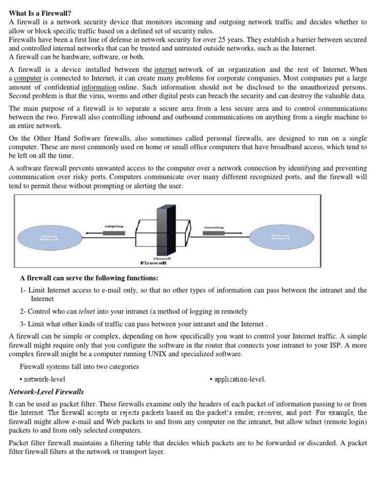 What Is A Firewall?: Network-Level Firewalls | PDF | Firewall (Computing) | Proxy Server