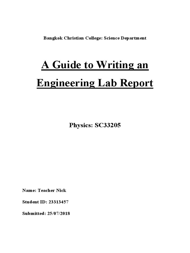 A Guide To Writing An Engineering Lab Report: Physics: SC33205 | PDF ...