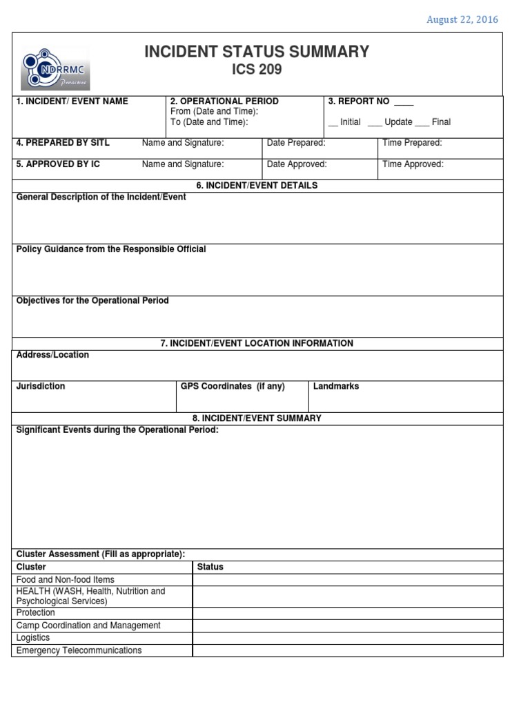 Incident Status Summary | PDF | Search And Rescue | Incident Command System