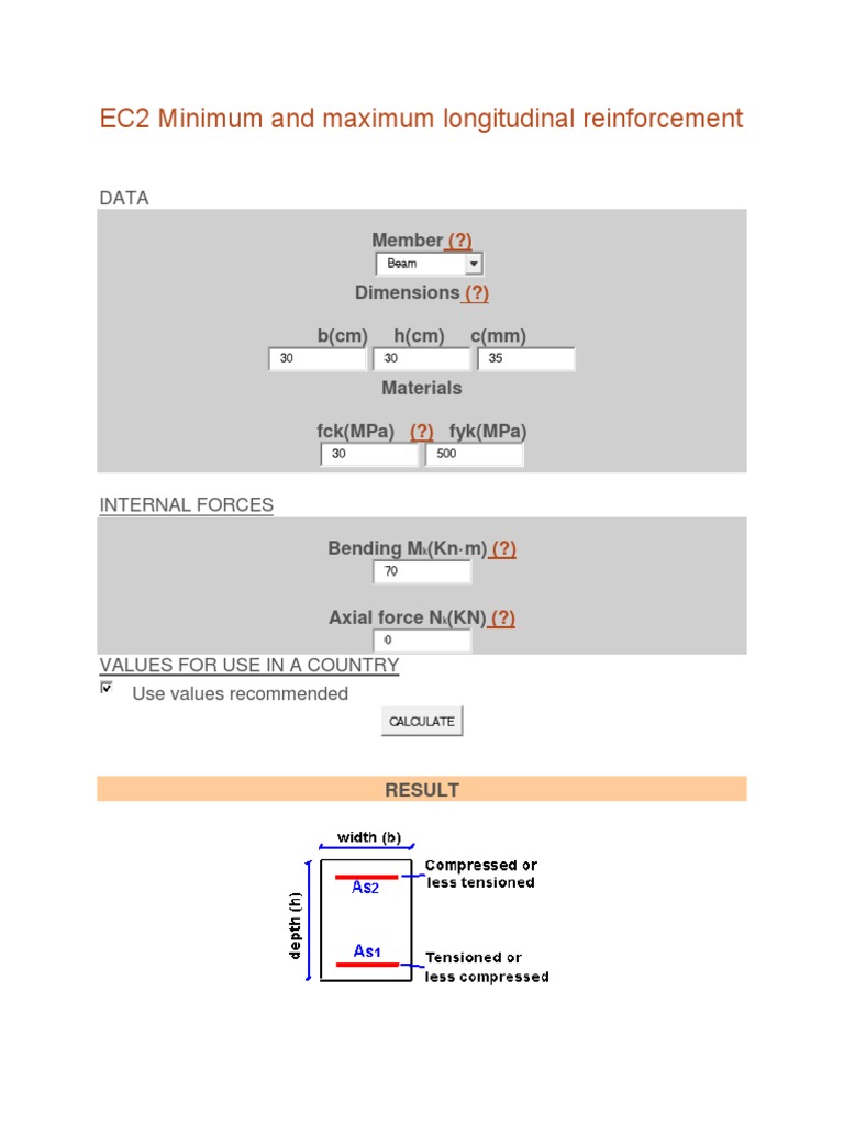 EC2 Minimum and Maximum Longitudinal Reinforcement | PDF | Fracture | Beam (Structure)