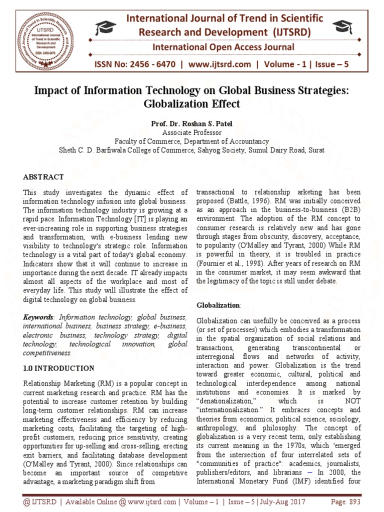Impact of IT on Global Business Strategies | PDF | Globalization | Internet