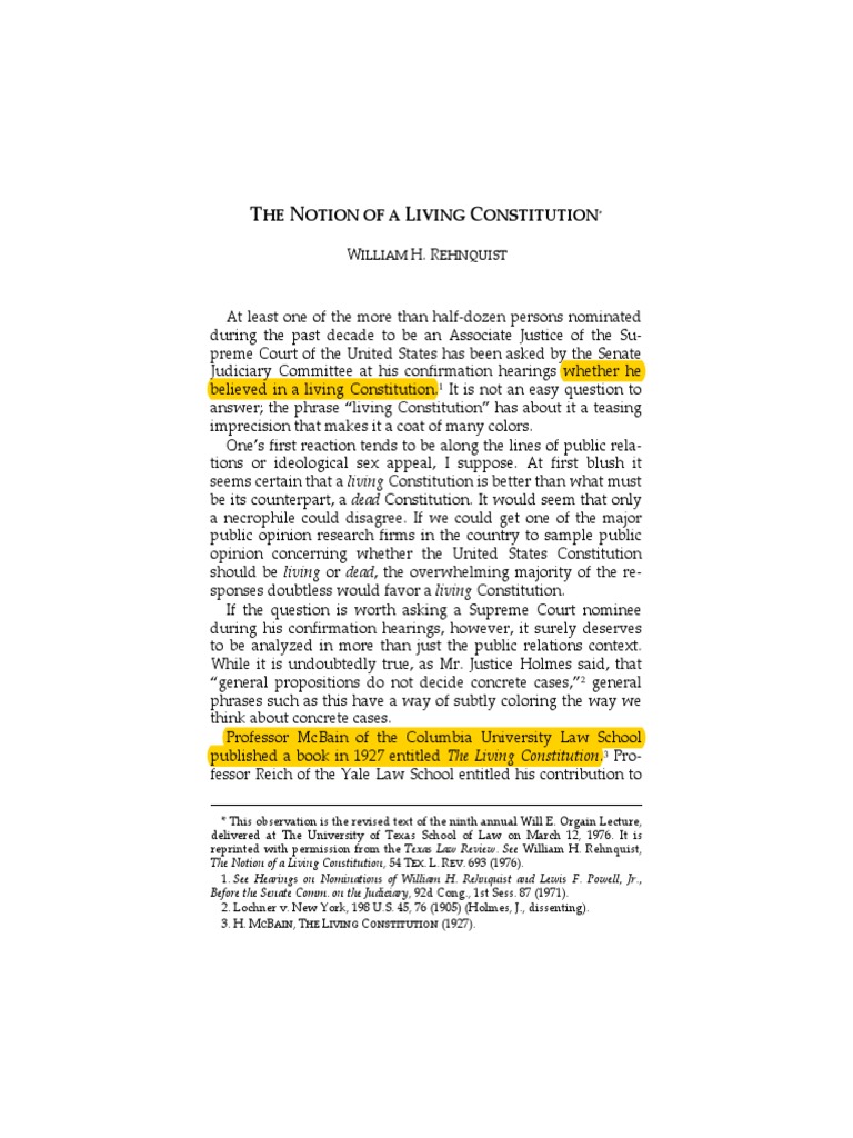Living Constitution | PDF | United States Constitution | United States ...