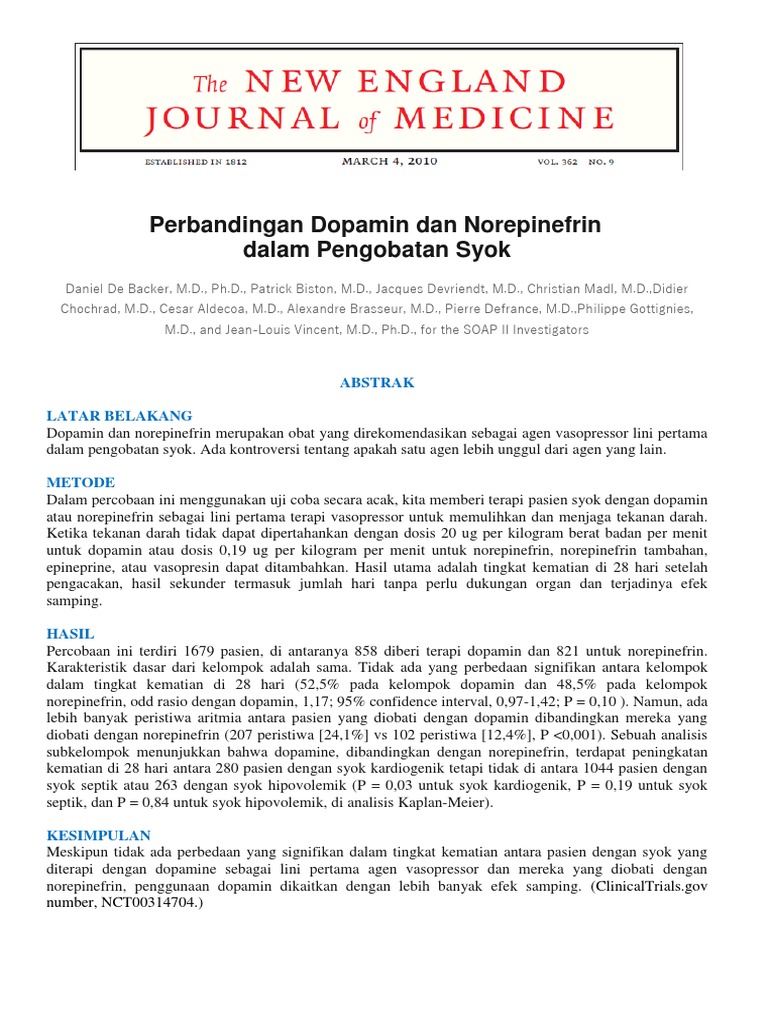 Perbandingan Dopamin Dan Norepinefrin | PDF