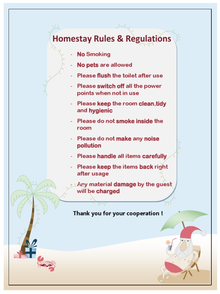 Essential Guidelines for Considerate Guests: A Homestay's Rules for ...