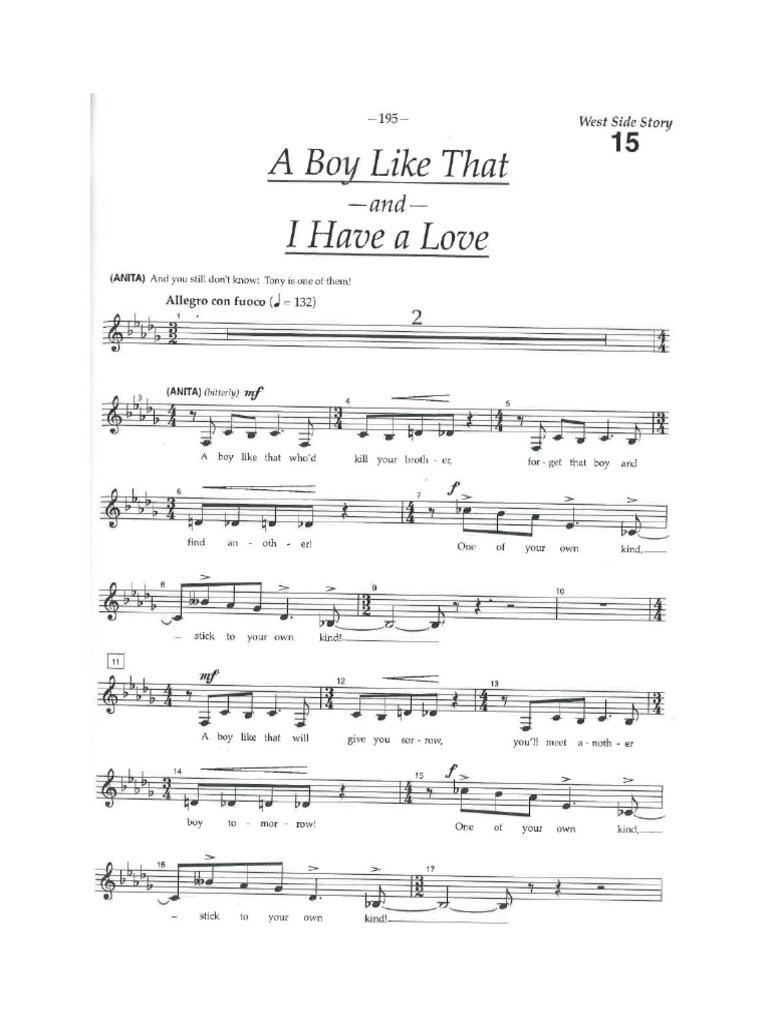 Bernstein West-Side-Story Anita-Maria Callback Song A Boy Like That | PDF