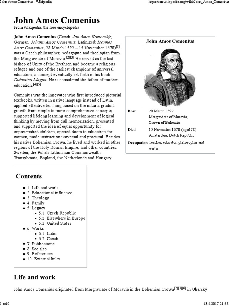 John Amos Comenius - Wikipedia | PDF