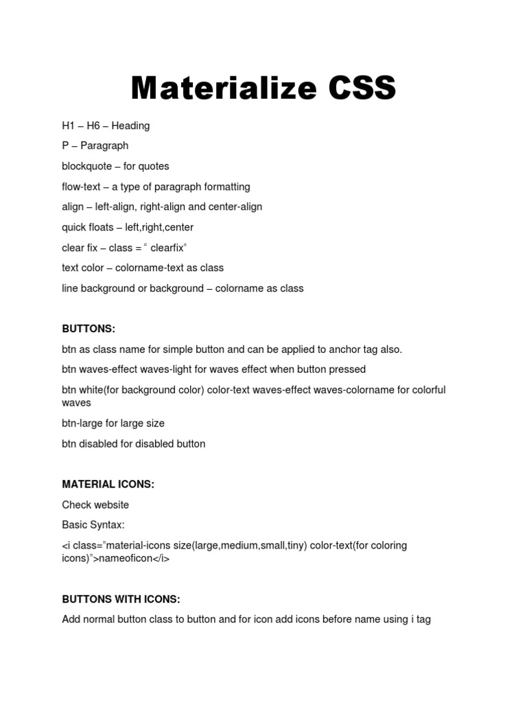 Materialize Css Buttons Pdf Cascading Style Sheets Computer 5470