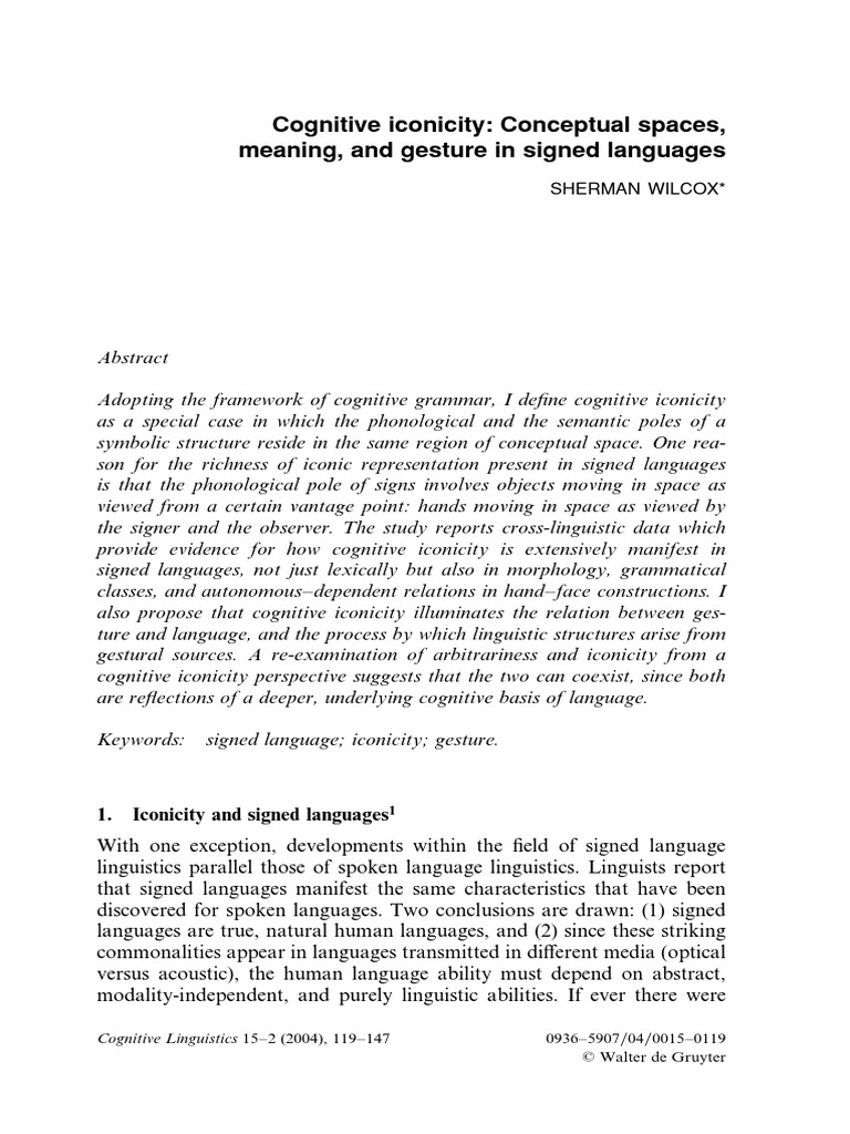 Wilcox - 2004 - Cognitive Iconicity | PDF | American Sign Language ...