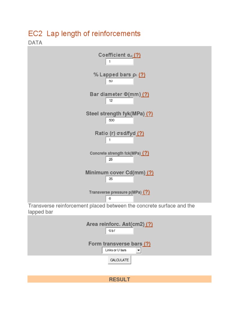 EC2 Lap Length of Reinforcements | PDF | Concrete | Mechanics