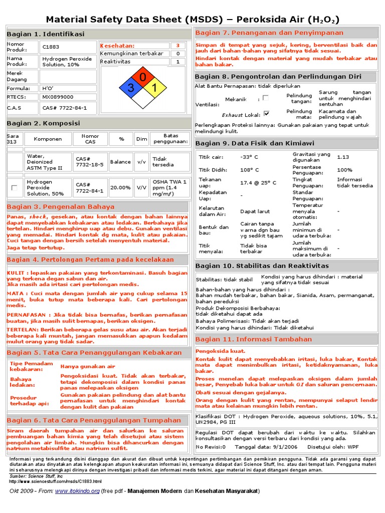 MSDS - Peroksida Air (H2O2) - 1 | PDF
