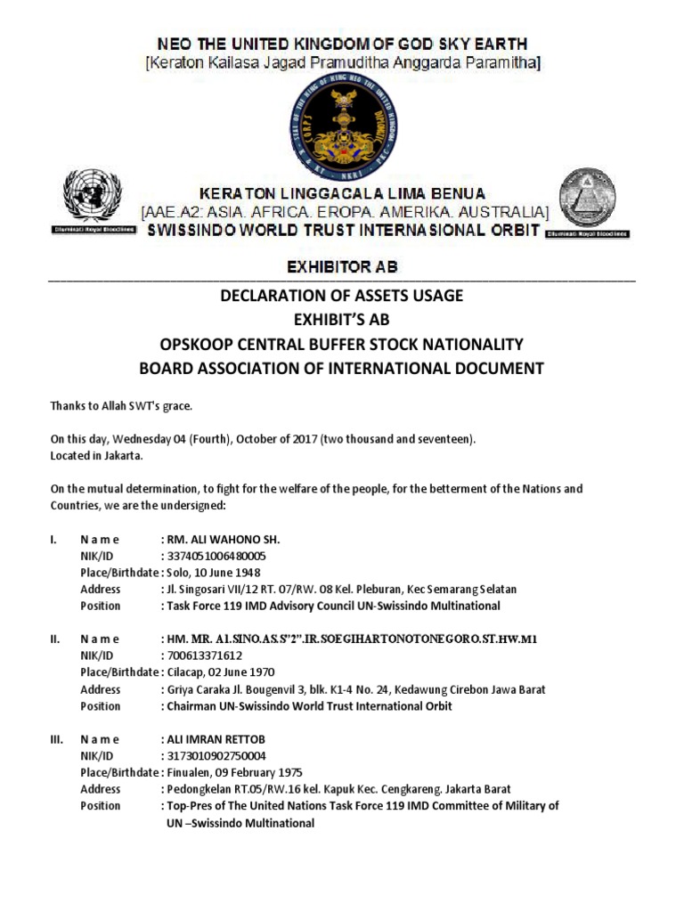 Declaration of Assets Usage 04102017 | PDF | Indonesian Rupiah | Banking