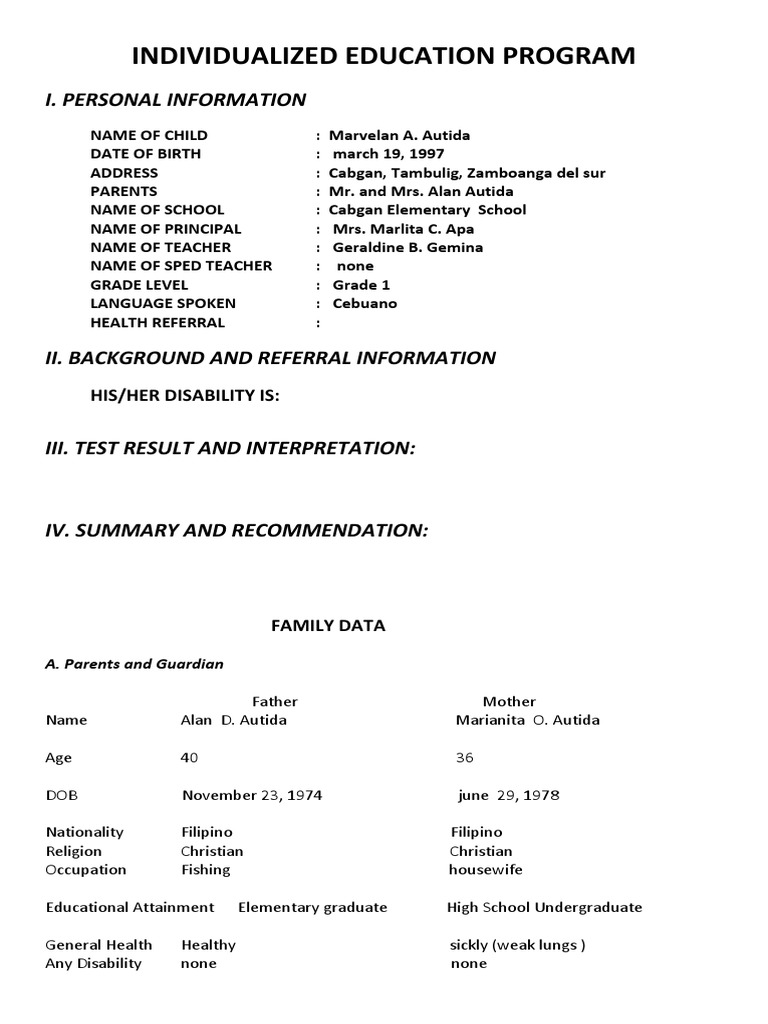 Individualized Education Program | PDF | Individualized Education ...