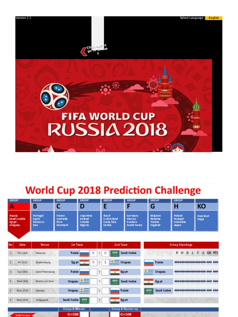 World Cup 2018 Russia Prediction Template | Download Free PDF | Fifa ...