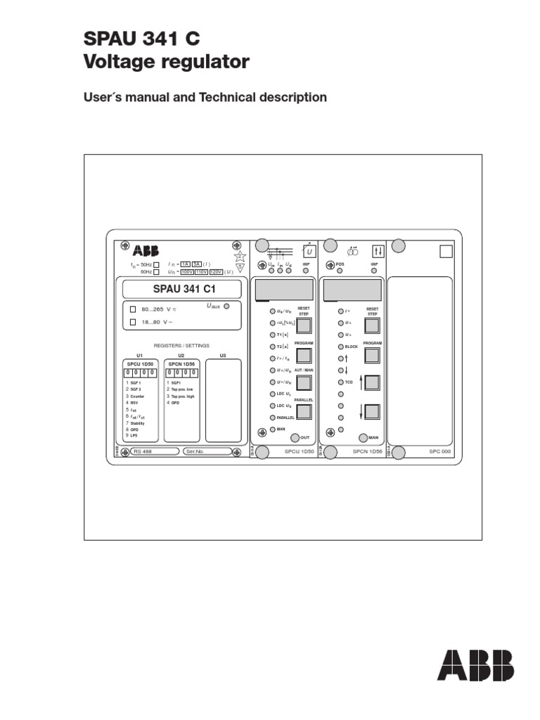 SPAU 341 C Voltage Regulator Manual | PDF | Power Supply | Transformer