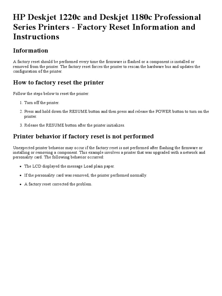 RESET HP Deskjet 1220c | PDF | Business