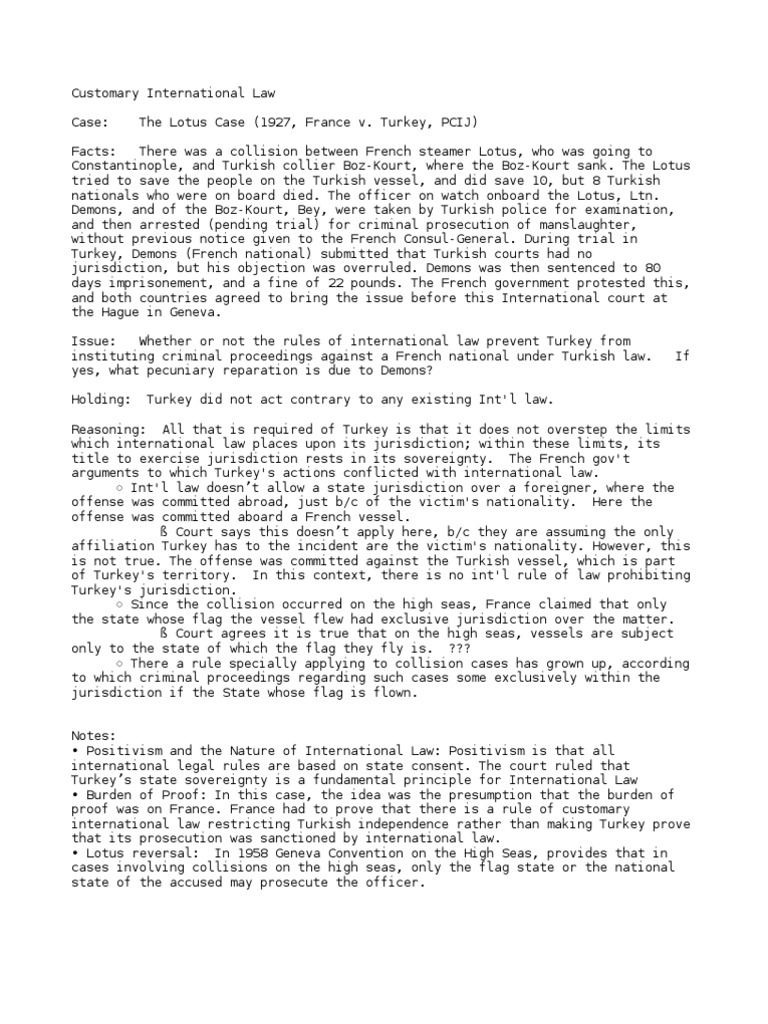 The Lotus Case | PDF | Jurisdiction | International Law