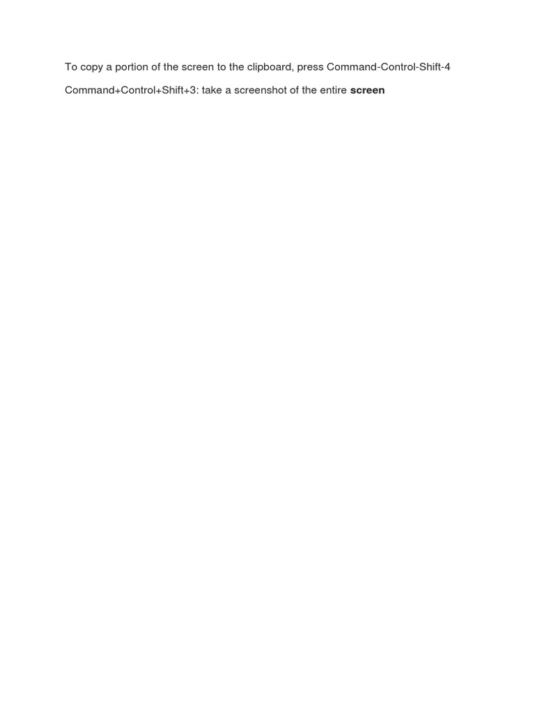 To Copy A Portion of The Screen To The Clipboard, Press Command-Control ...