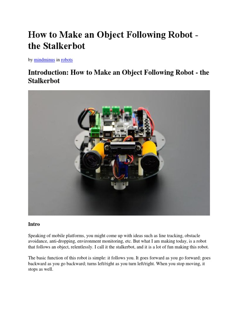 How To Make An Object Following Robot | PDF | Sensor | Manufactured Goods