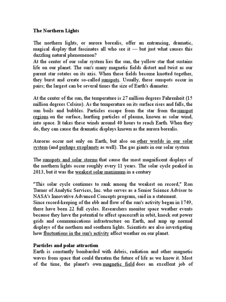 The Northern Lights | PDF | Aurora | Atmosphere Of Earth