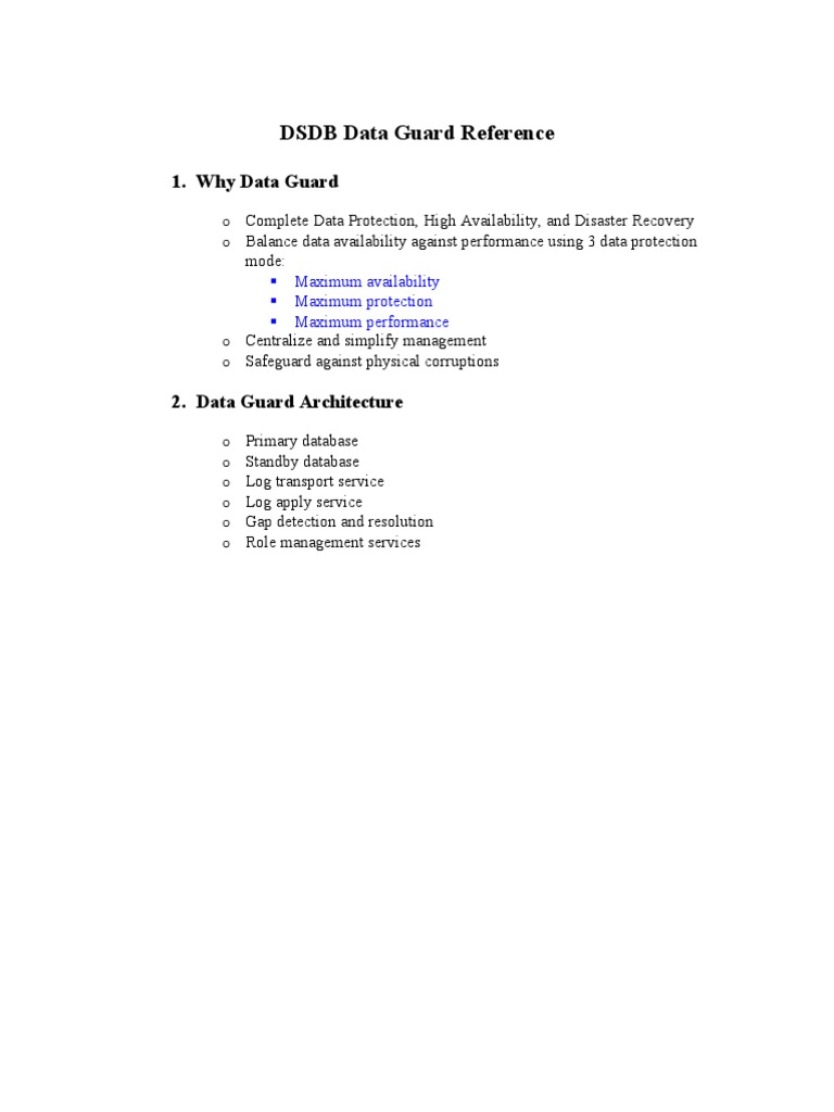 DSDB Data Guard | PDF | Databases | Computer Data